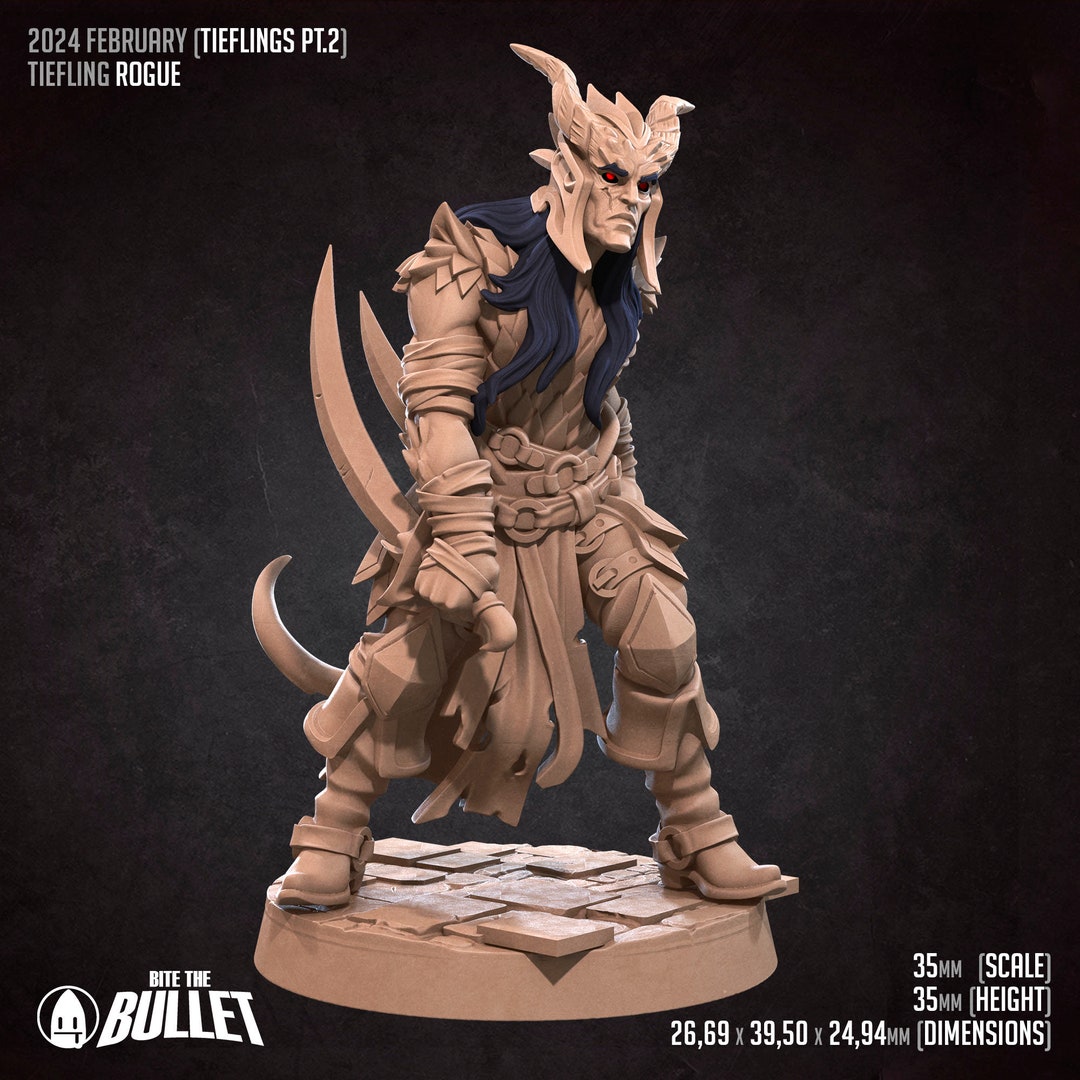 Tiefling Rogue | Bite the Bullet | 35mm Scale | Resin Printed Tabletop ...