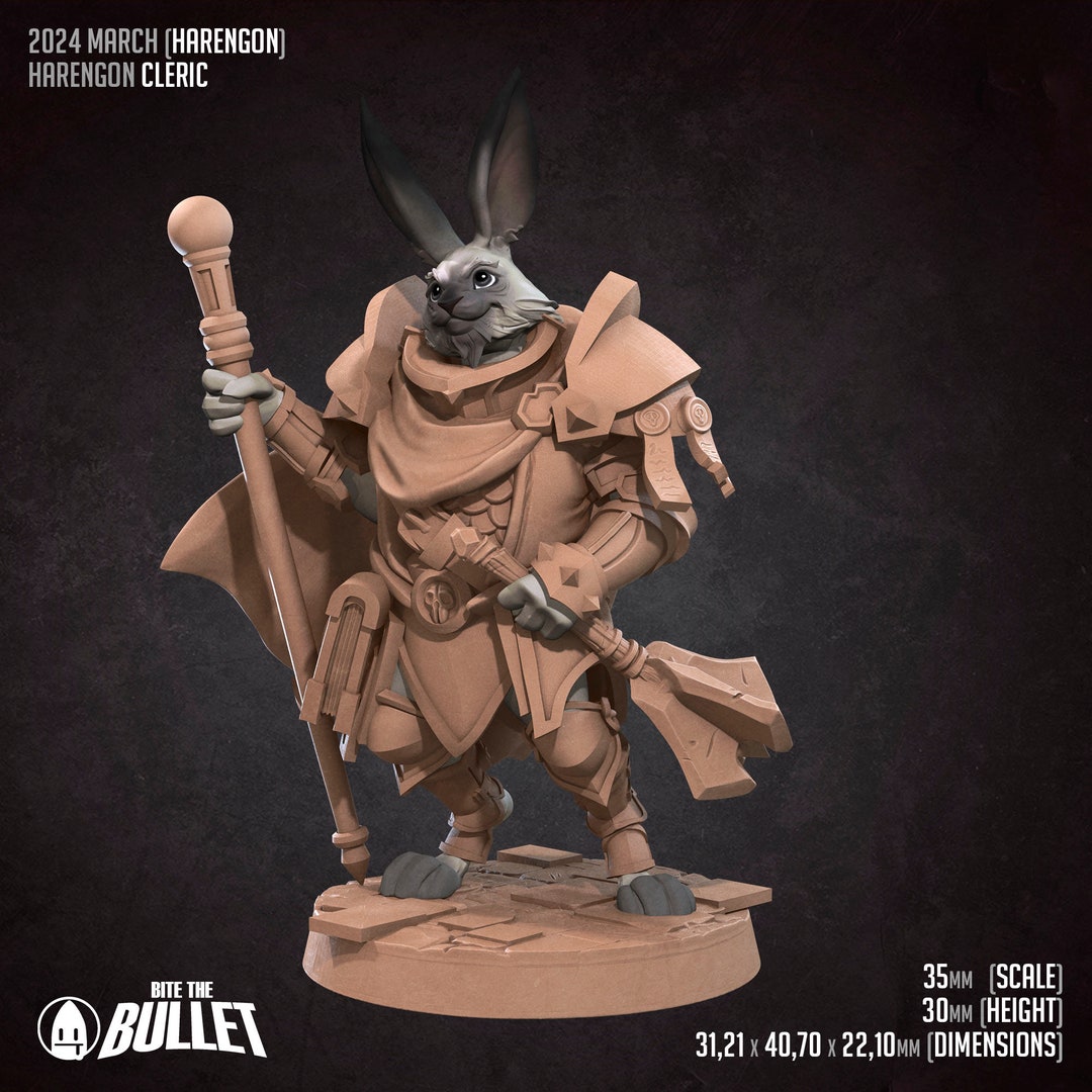 Harengon Cleric Bite the Bullet 35mm Scale Resin Printed Tabletop RPG ...