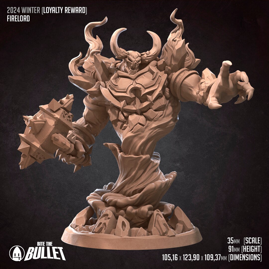 Firelord Elemental Bite the Bullet 35mm Scale Resin Printed Tabletop ...