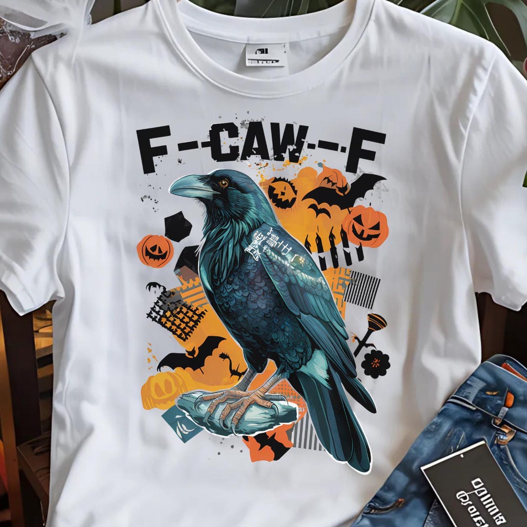F-caw-f Raven PNG | Pop Art Graffiti Halloween Clipart | Retro Ink X ...