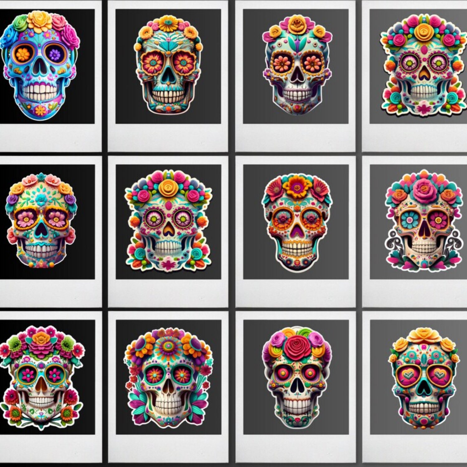 Dia De Los Muertos Clipart Mega Bundle Png, 105 Images, Sugar Skull ...