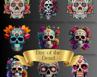 Day of the Dead Sugar Skull Clipart Collection Dia De Los - Etsy