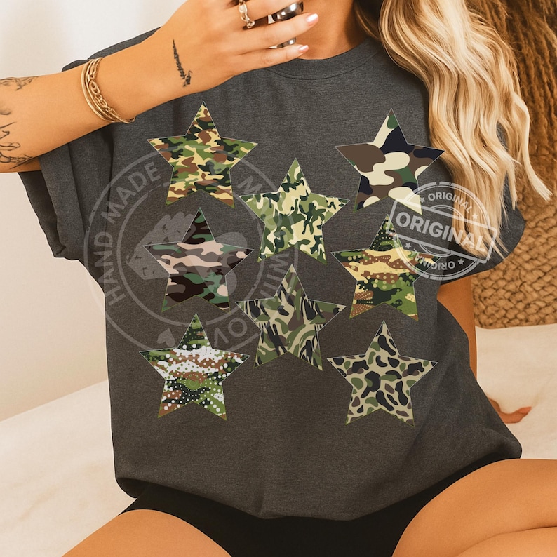 Camouflage Star PNG, Trendy Military Camo Pattern Stars, Digital ...