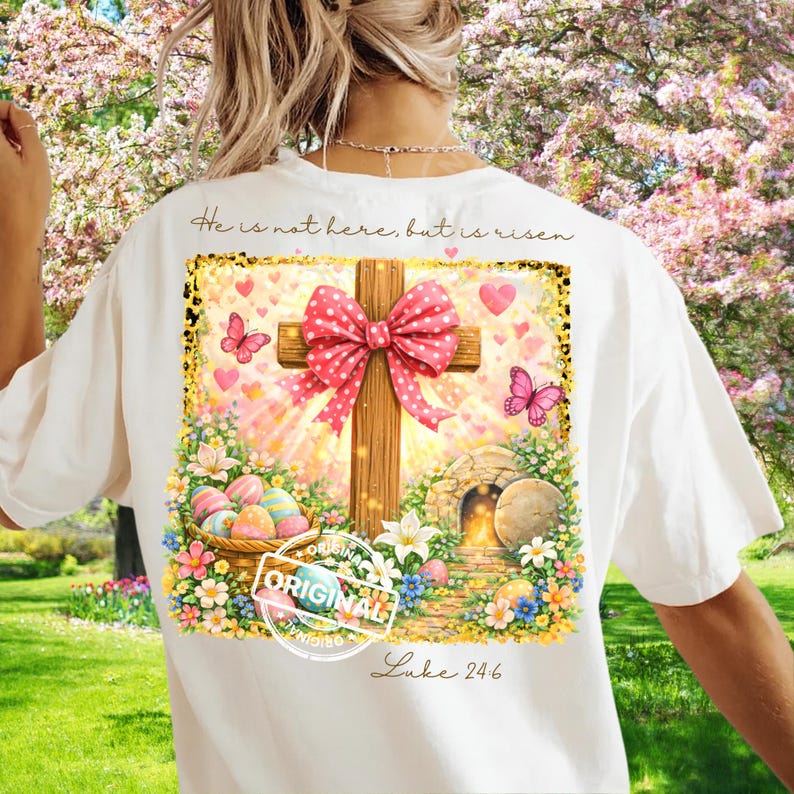 Christian Easter Cross PNG, Resurrection Art, Floral Tomb, He is Risen Spring Design - Etsy