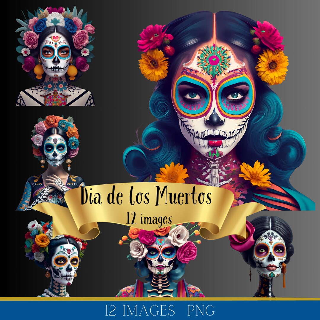 Dia De Los Muertos Clipart Bundle Png, Catrina Calavera 12 Images ...