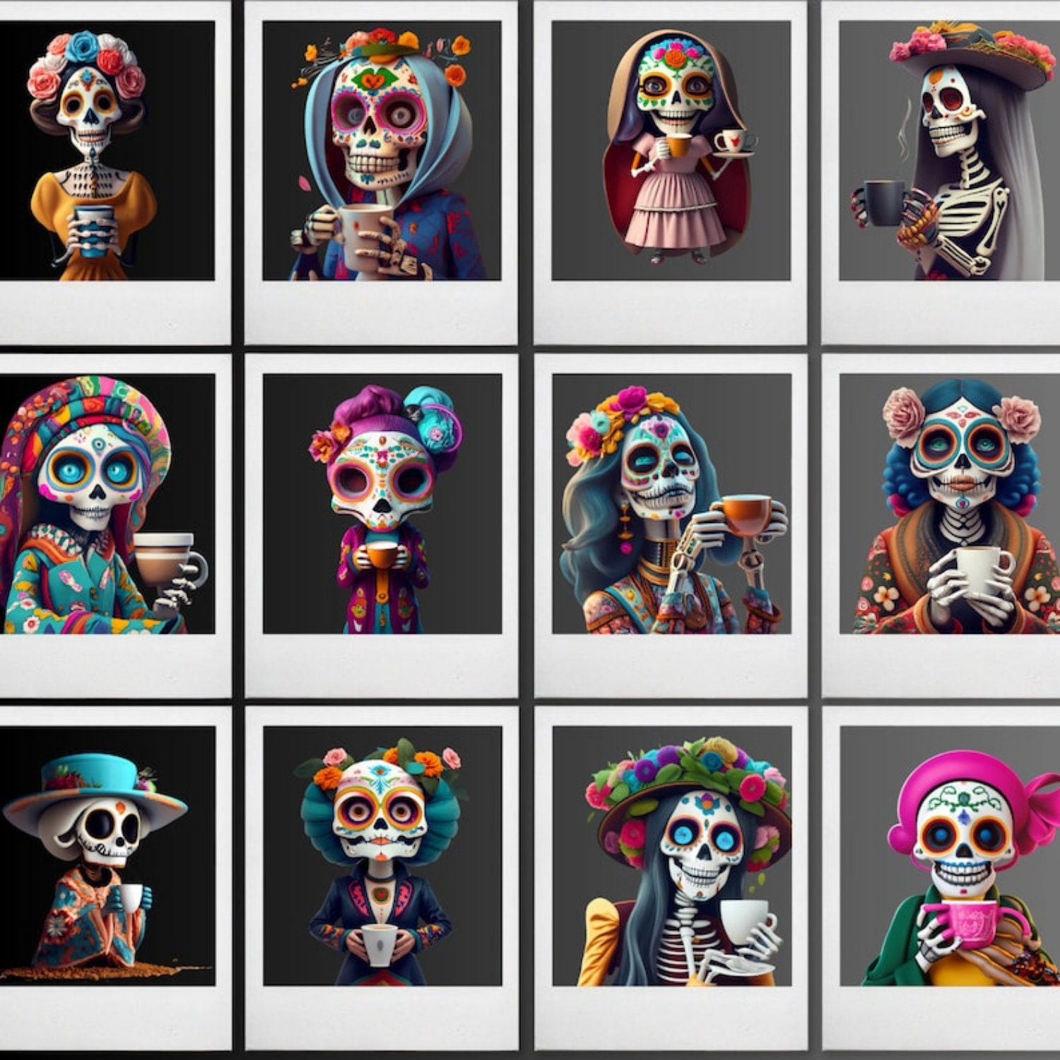 Dia De Los Muertos Clipart Mega Bundle Png, 105 Images, Sugar Skull ...