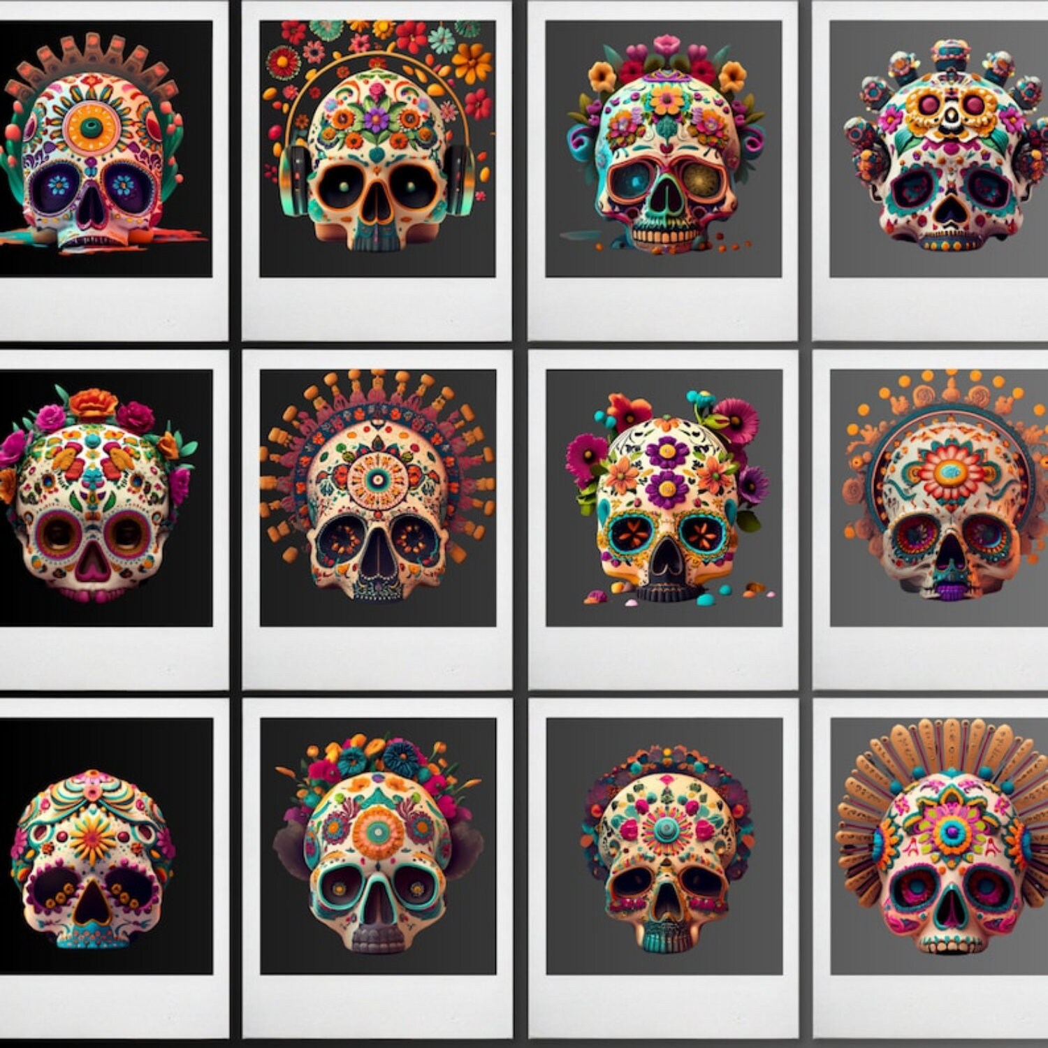 Dia De Los Muertos Clipart Mega Bundle Png, 105 Images, Sugar Skull ...