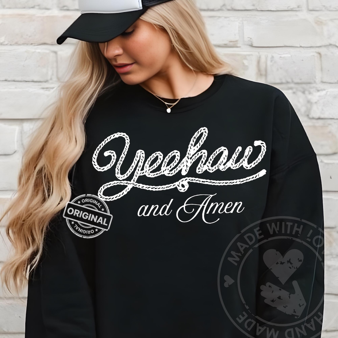 Yeehaw and Amen PNG, Western Rope Lettering Christian Quote, Cowboy ...