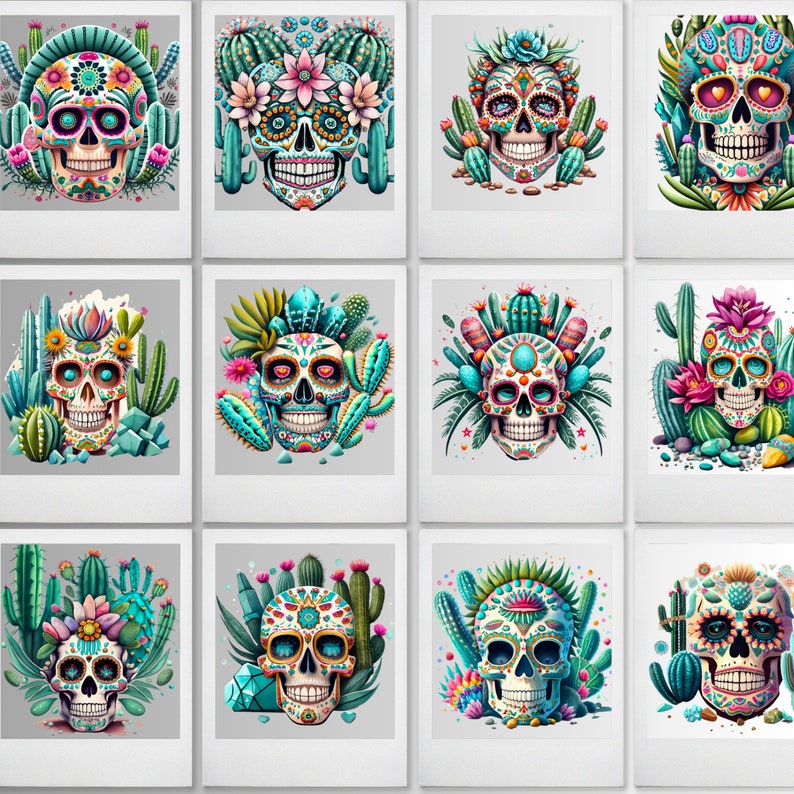 Dia De Los Muertos Clipart Bundle Png, 30 Images, Sugar Skull Digital ...