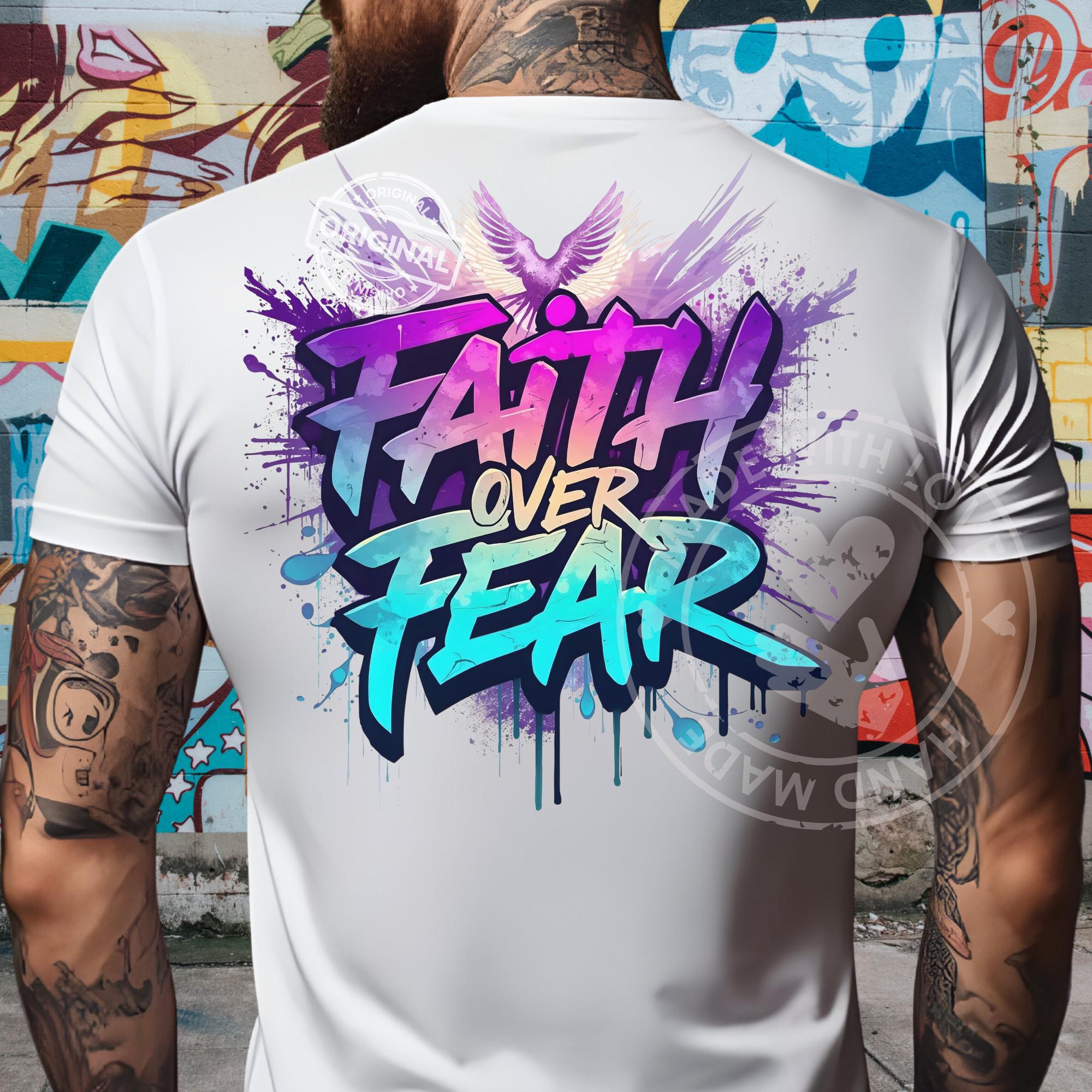 Faith Over Fear Christian Graffiti PNG, Pastel Spray Paint Bible Verse ...