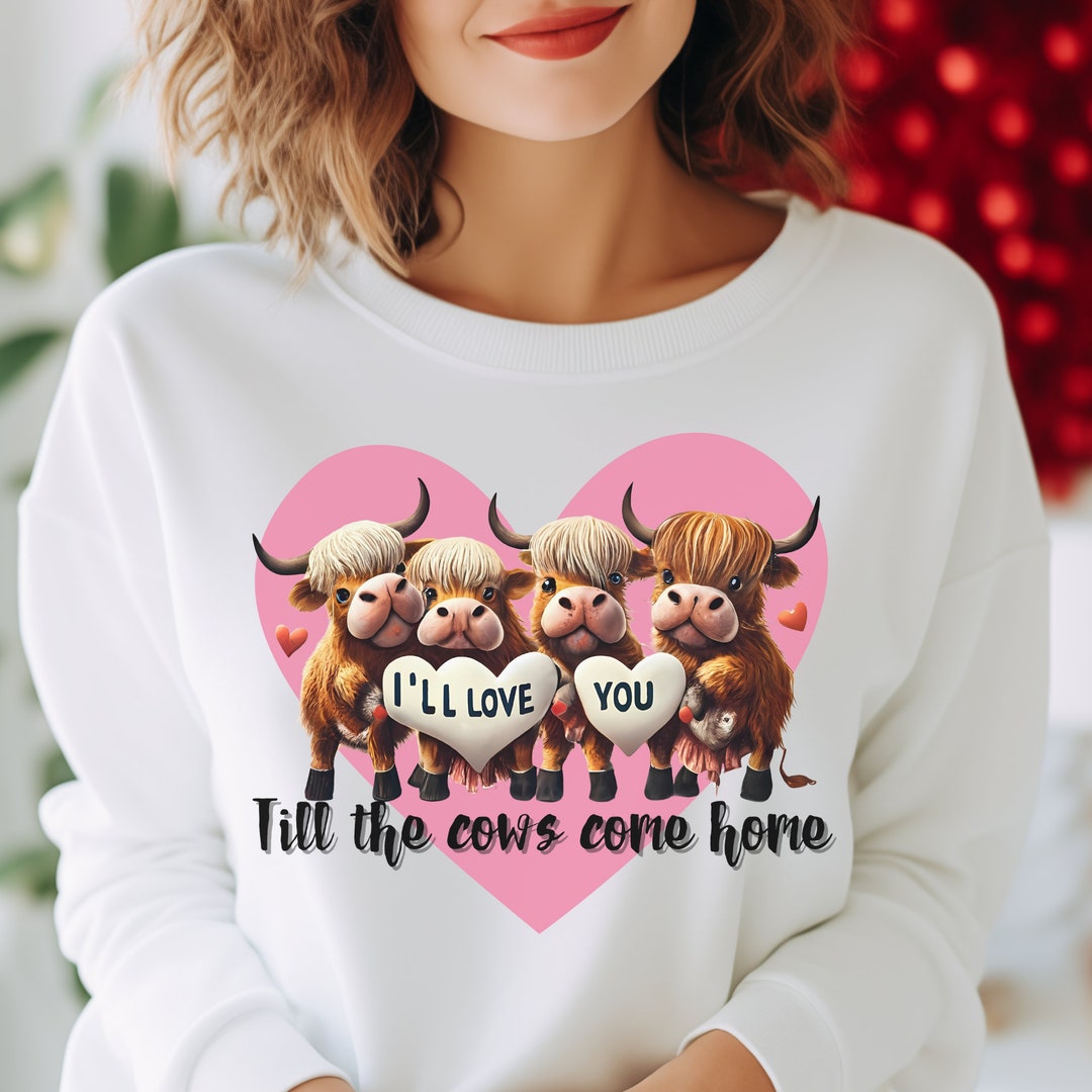 Highland Cow Valentine Png Clipart, Valentine Day Western Country Png ...