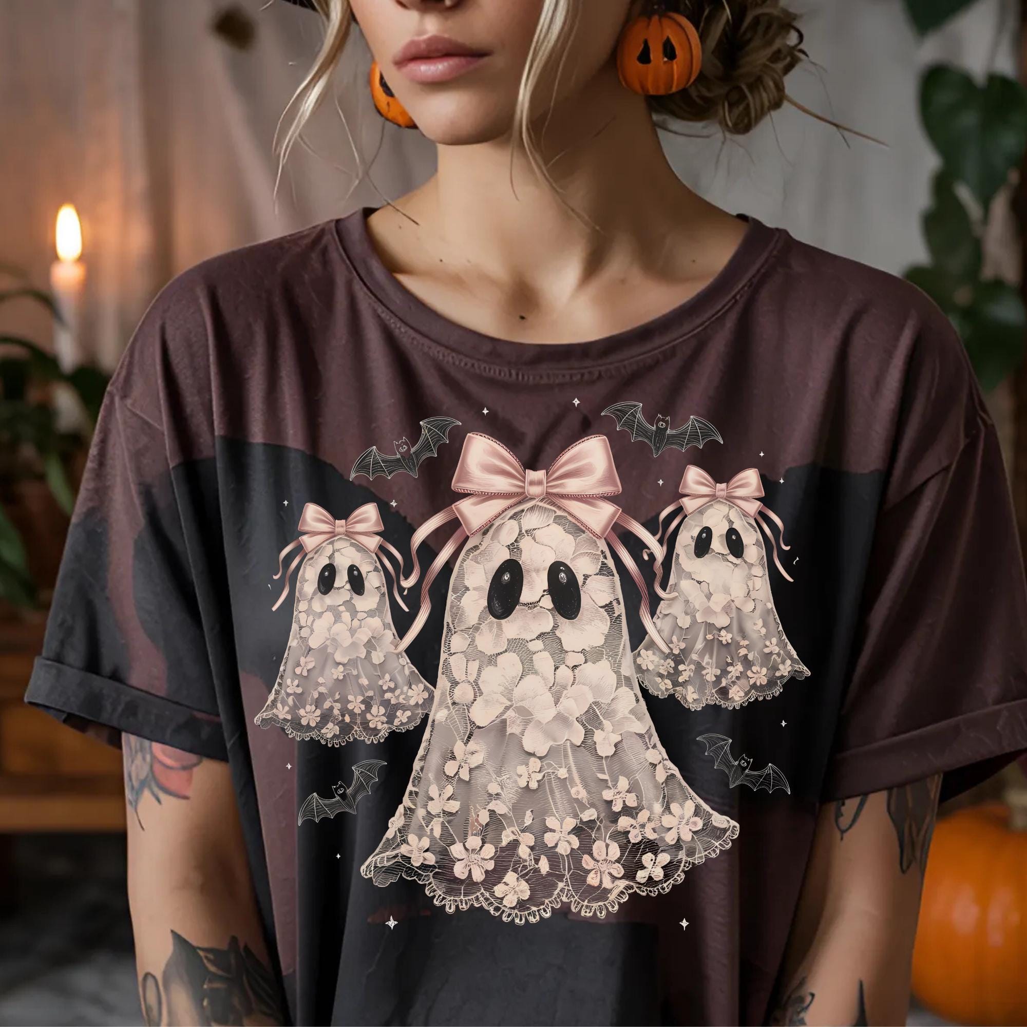 Cute Coquette Lace Ghost PNG | Cute Pink Halloween Clipart | Hand Drawn ...