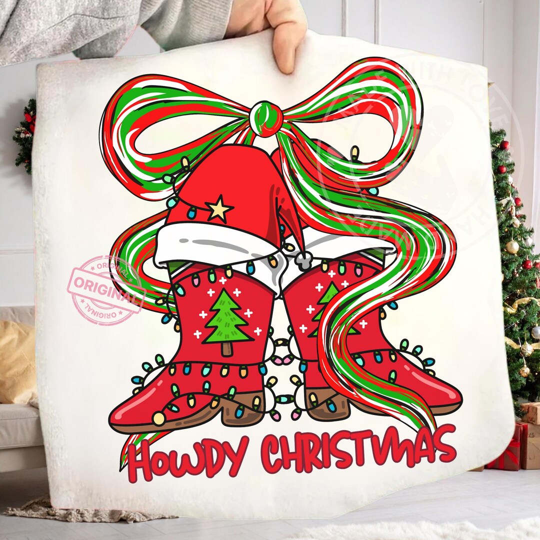 Howdy Christmas Boots PNG, Western Santa, Holiday Lights (digital ...