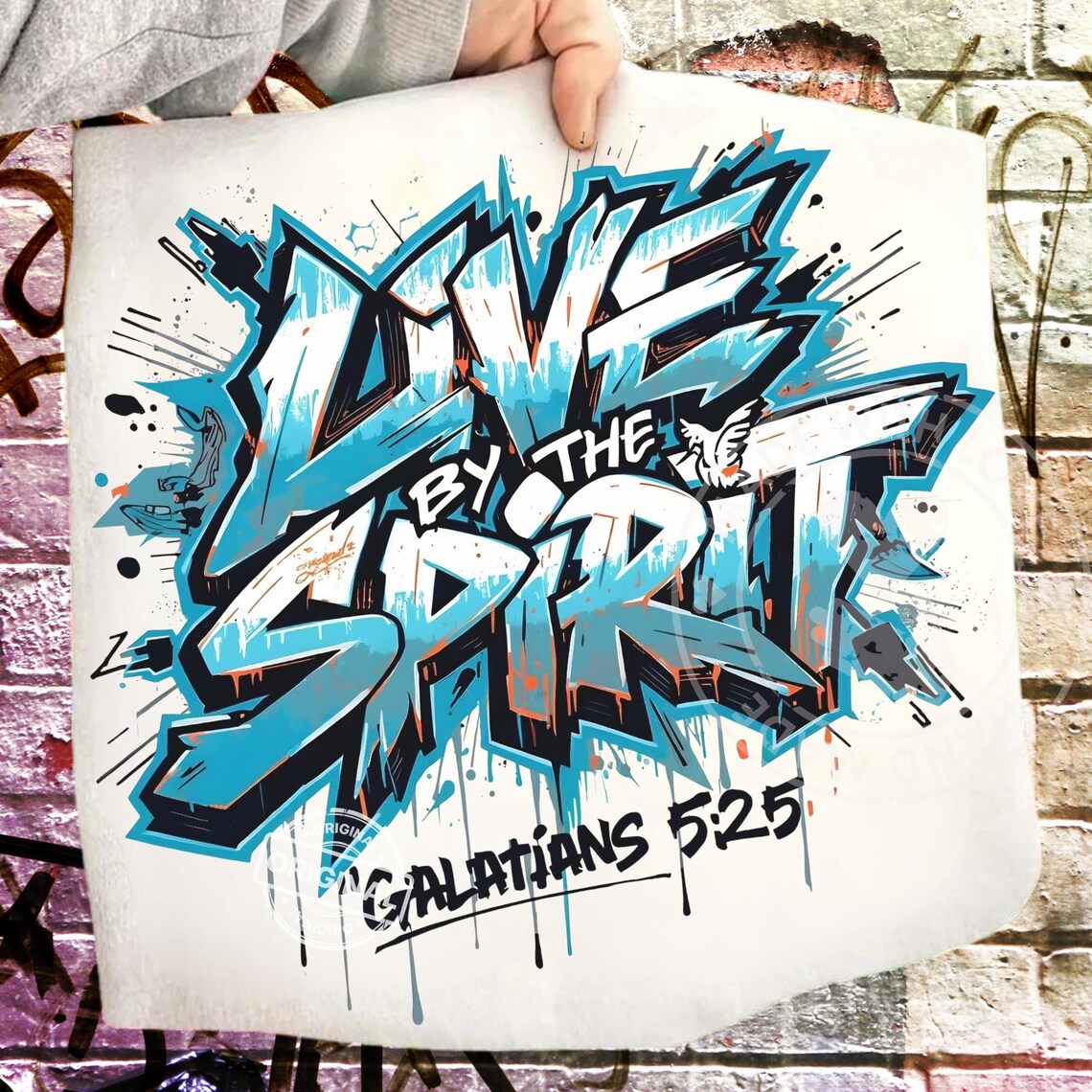 Live by the Spirit Graffiti Christian PNG, Galatians Bible Verse Art ...