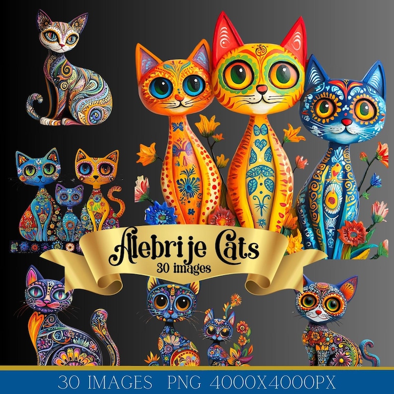 Dia De Los Muertos Cat Clipart Bundle Png, Alebrijes 30 Images, Sugar ...