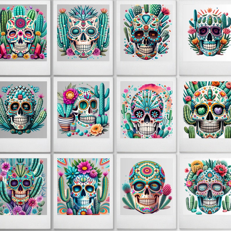 Dia De Los Muertos Clipart Bundle Png, 30 Images, Sugar Skull Digital ...