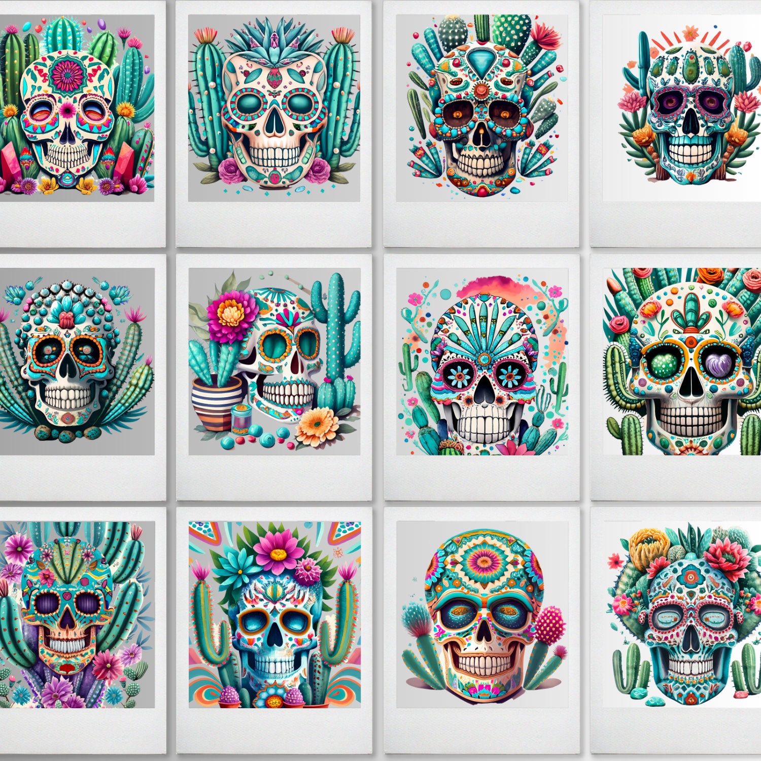 Dia De Los Muertos Clipart Bundle Png, 30 Images, Sugar Skull Digital ...