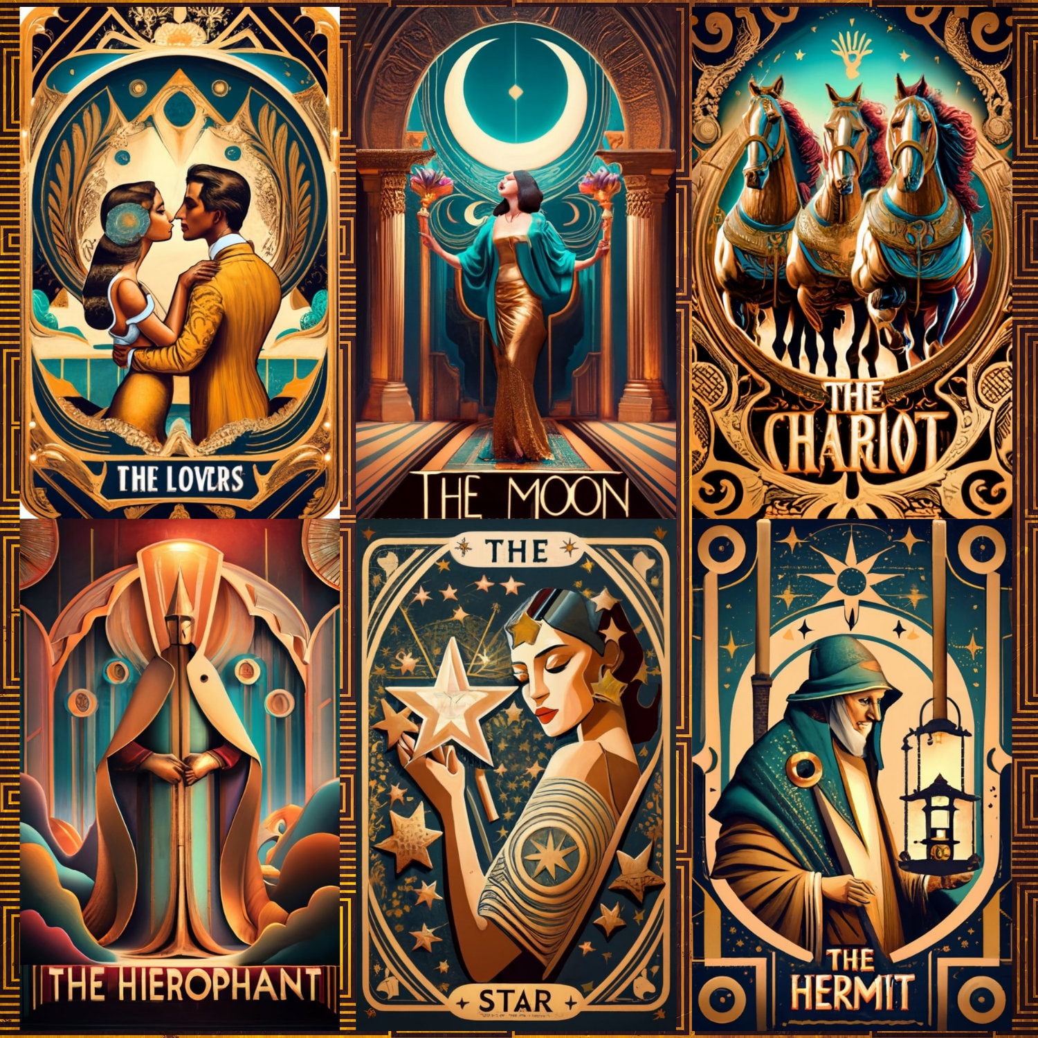 Major Arcana Tarot Cards, Art-deco Style Tarot Cards, Retro Tarot Deck ...