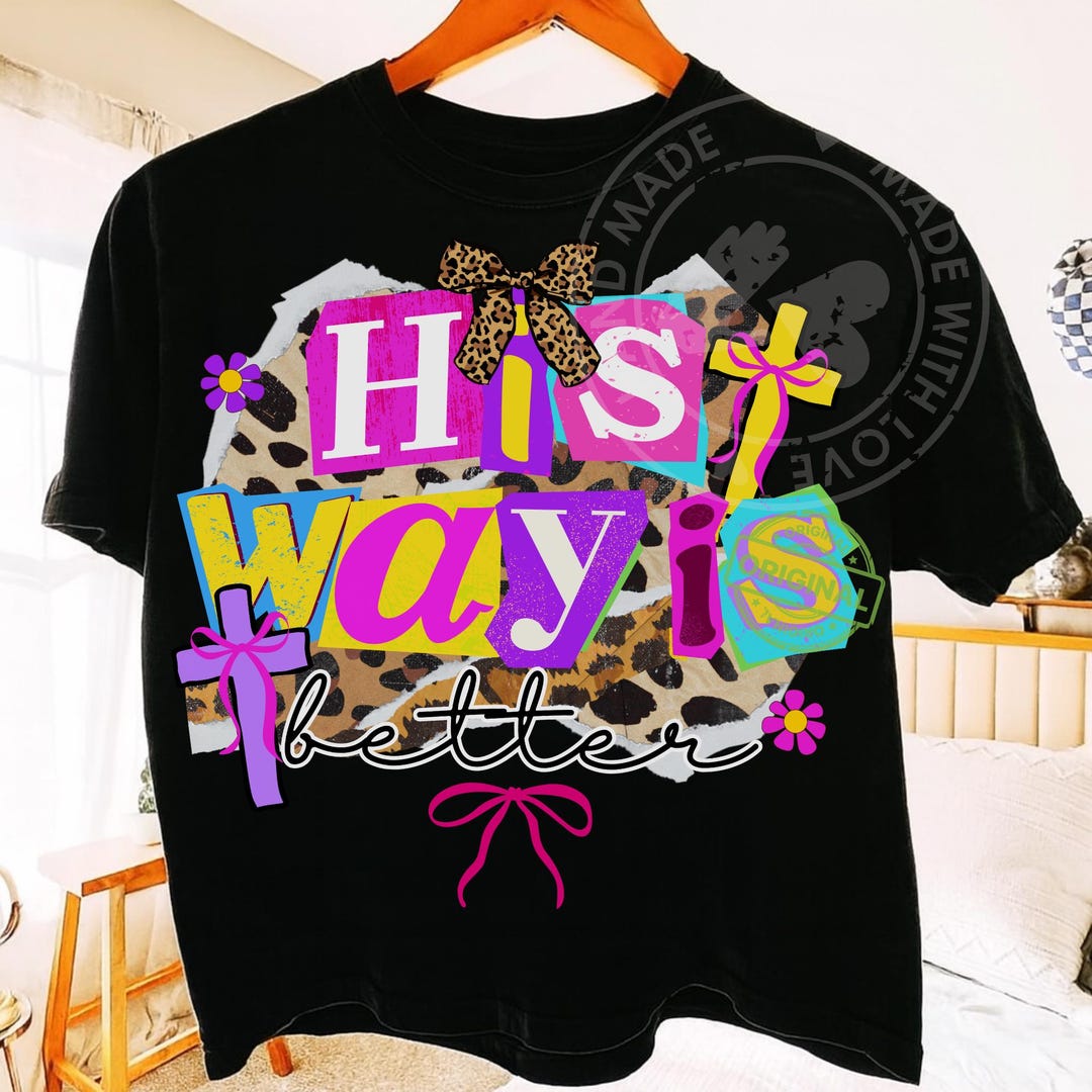 His Way is Better PNG, Trendy Christian Western Leopard Print Bow Cross ...