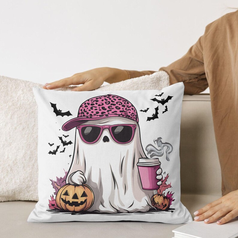 Cute Halloween Pink Ghost, Halloween Spooky Ghost Clipart, Instant ...