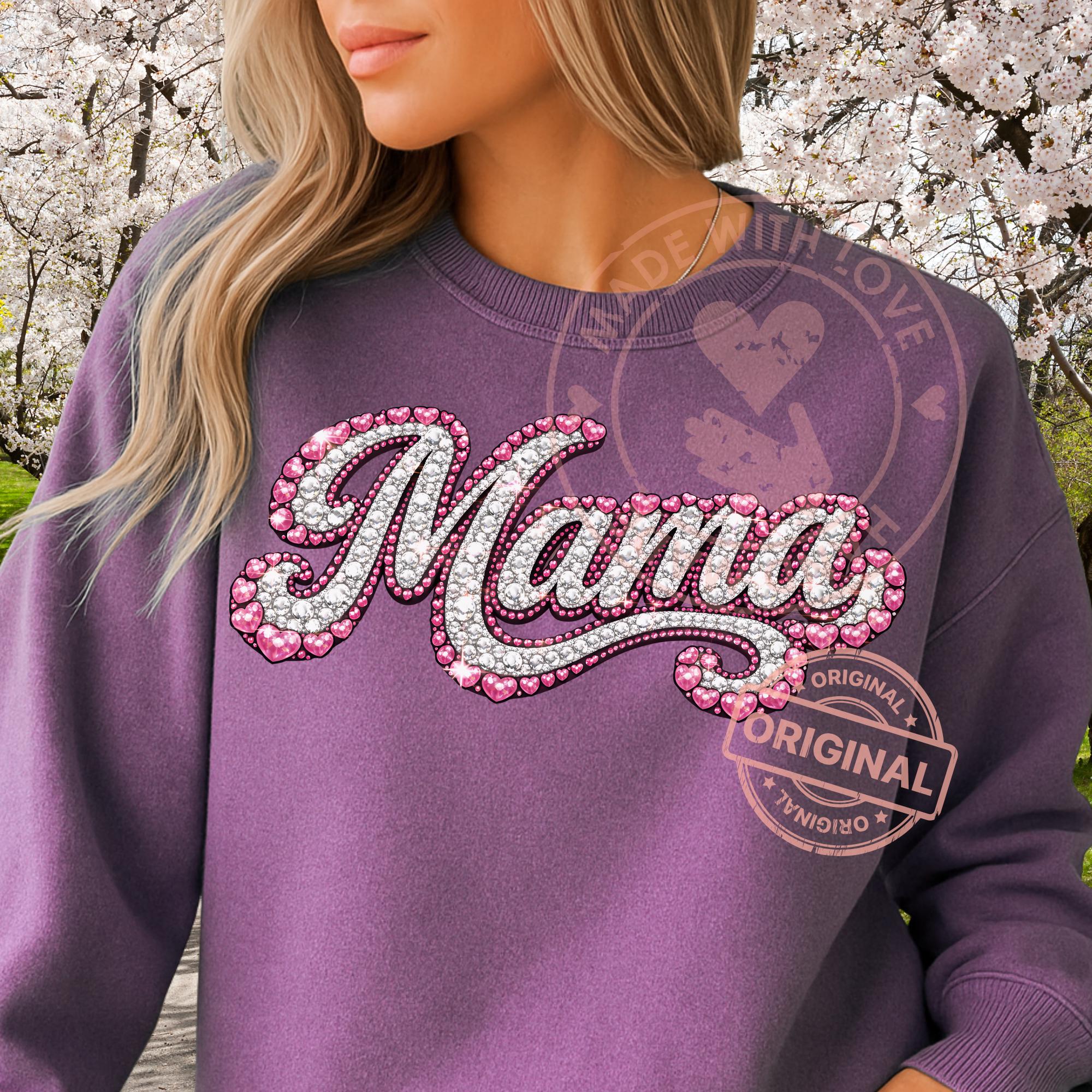 Mama Rhinestone PNG, Mom Pink Heart Crystals, Sparkly Mothers Day ...