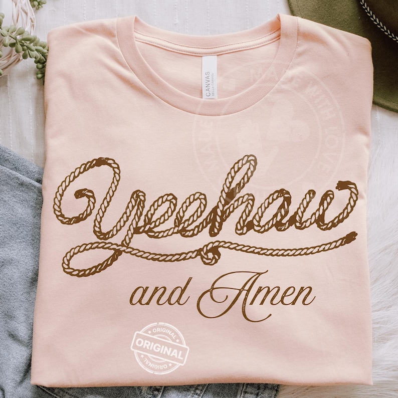 Yeehaw and Amen PNG, Western Rope Lettering Christian Quote, Cowboy ...