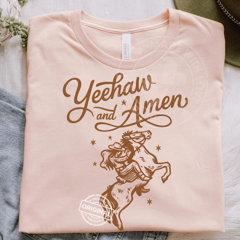 Yeehaw and Amen PNG: Western Christian Cowgirl Horse Clipart (digital ...