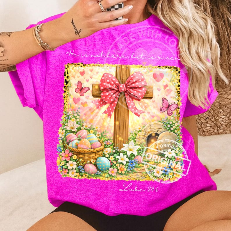 Christian Easter Cross PNG, Resurrection Art, Floral Tomb, He is Risen Spring Design - Etsy