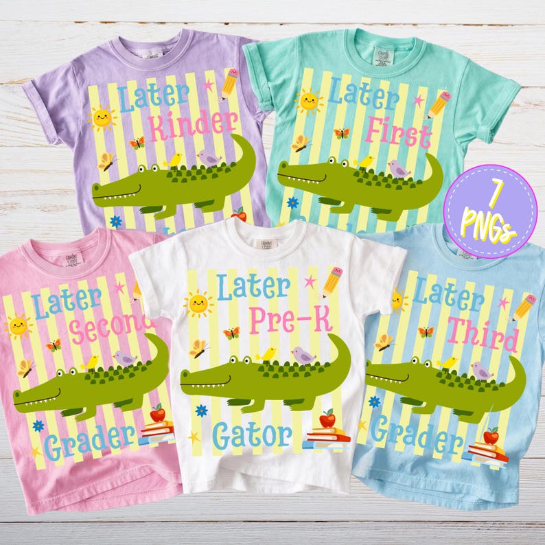 Last Day of School, Later Gator PNG Bundle, Prek, Kindergarten, First ...