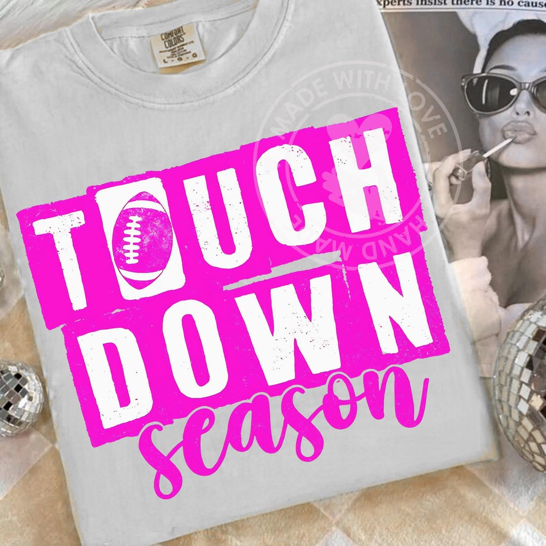 Retro Touchdown Season PNG | Pink Football Clipart | Vintage Distressed ...