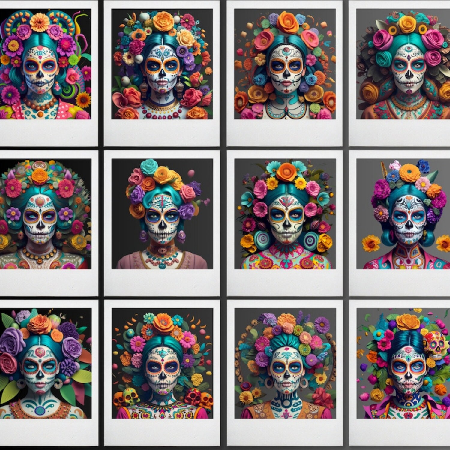 Dia De Los Muertos Clipart Mega Bundle Png, 105 Images, Sugar Skull ...