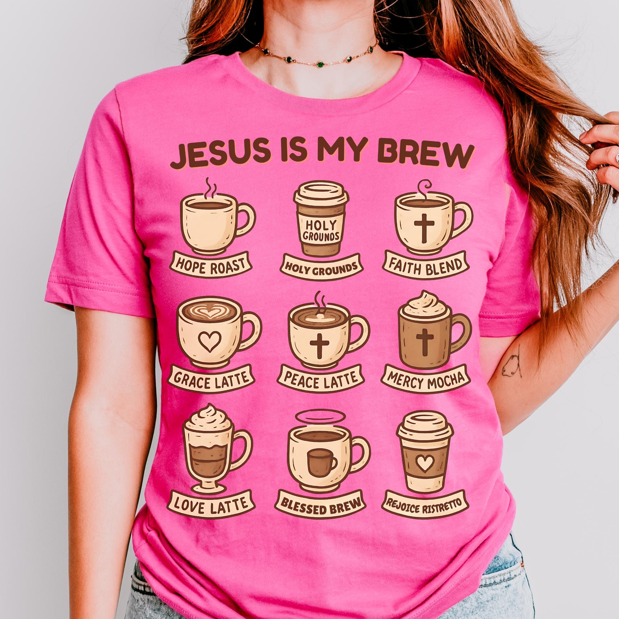 Jesus is My Brew PNG | Vintage Coffee Doodle Grid With Faith-inspired ...