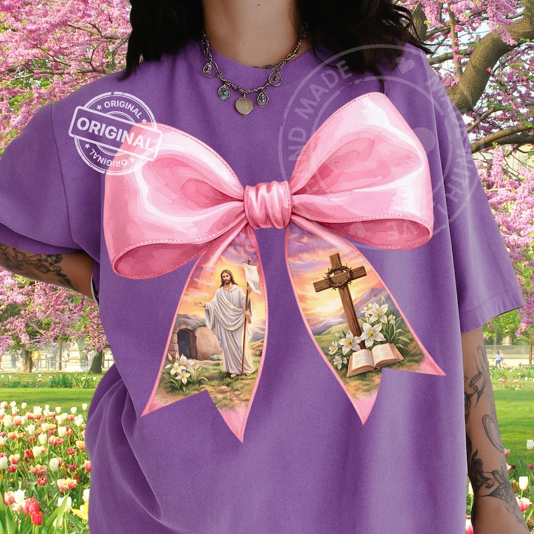 Christian Easter Coquette Bow PNG, Resurrection Faith Ribbon Clipart ...