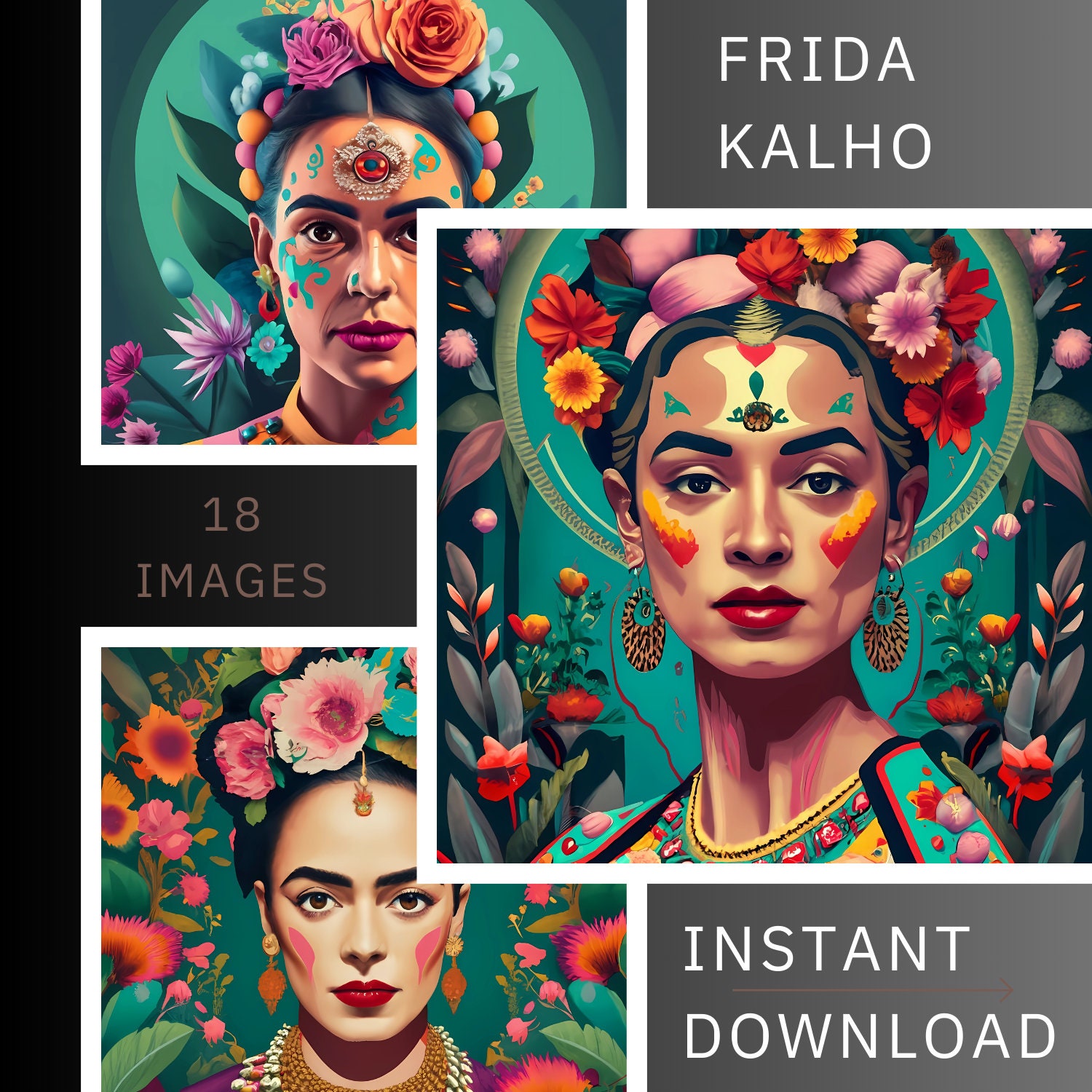 Frida Kahlo Bundle Png, Dia De Los Muertos Clipart, 18 Images, Frida ...
