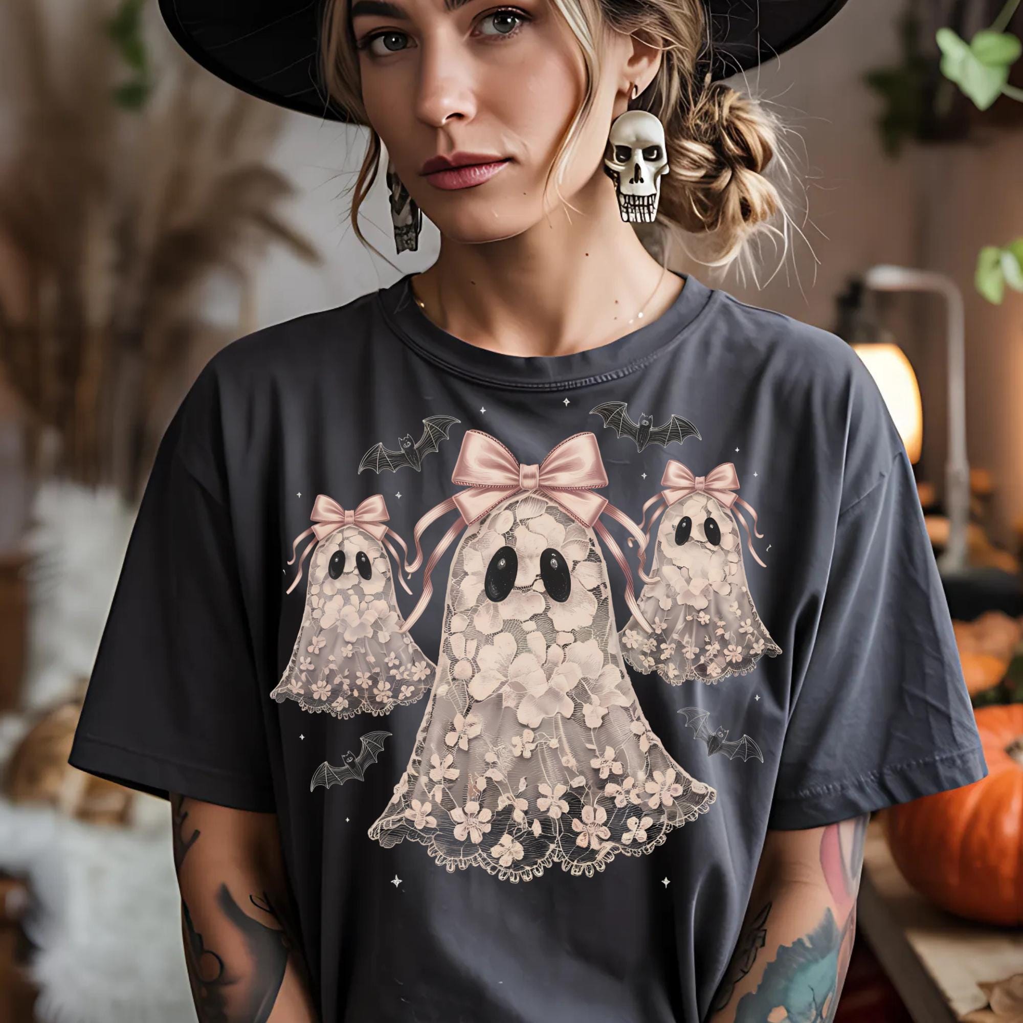Cute Coquette Lace Ghost PNG | Cute Pink Halloween Clipart | Hand Drawn ...
