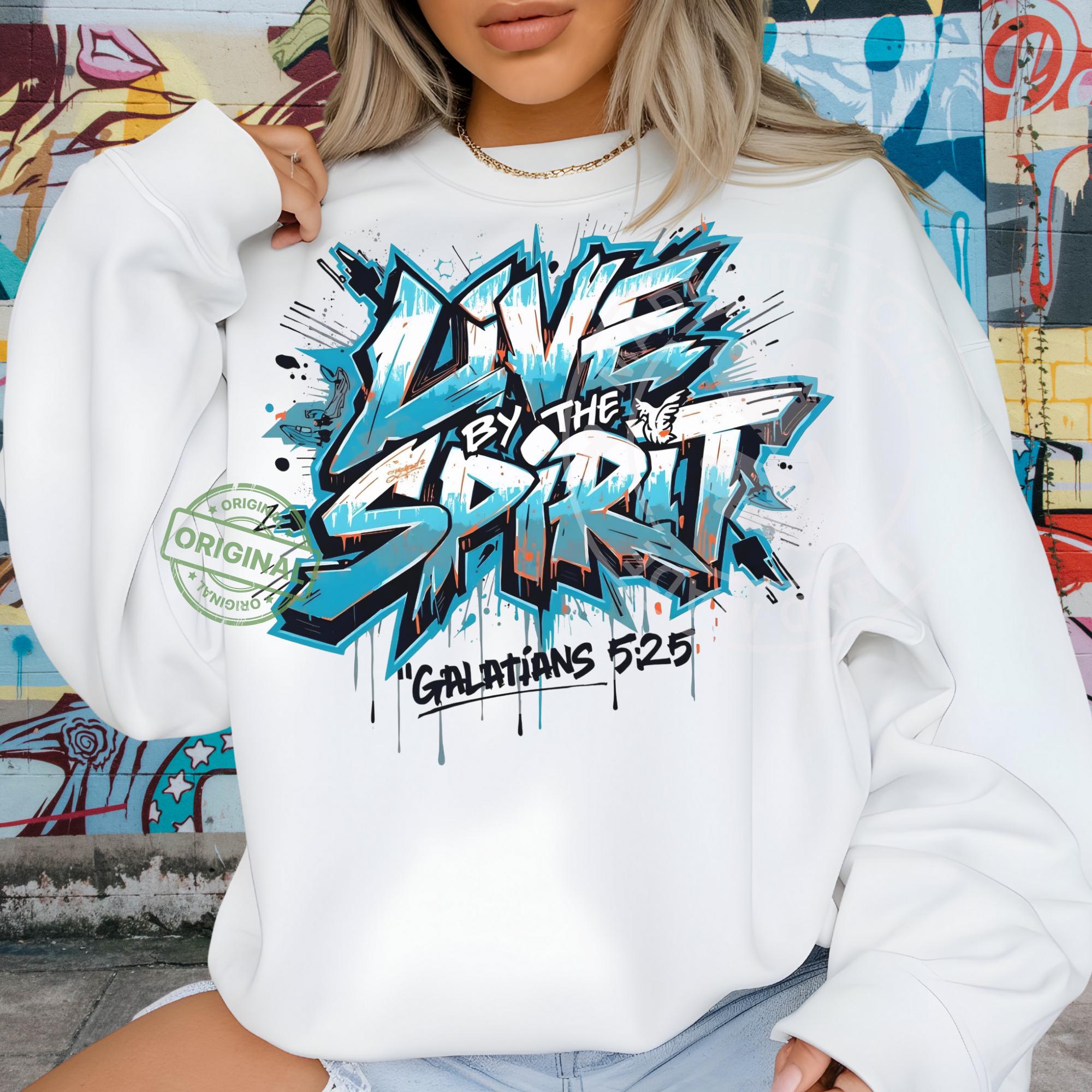 Live by the Spirit Graffiti Christian PNG, Galatians Bible Verse Art ...