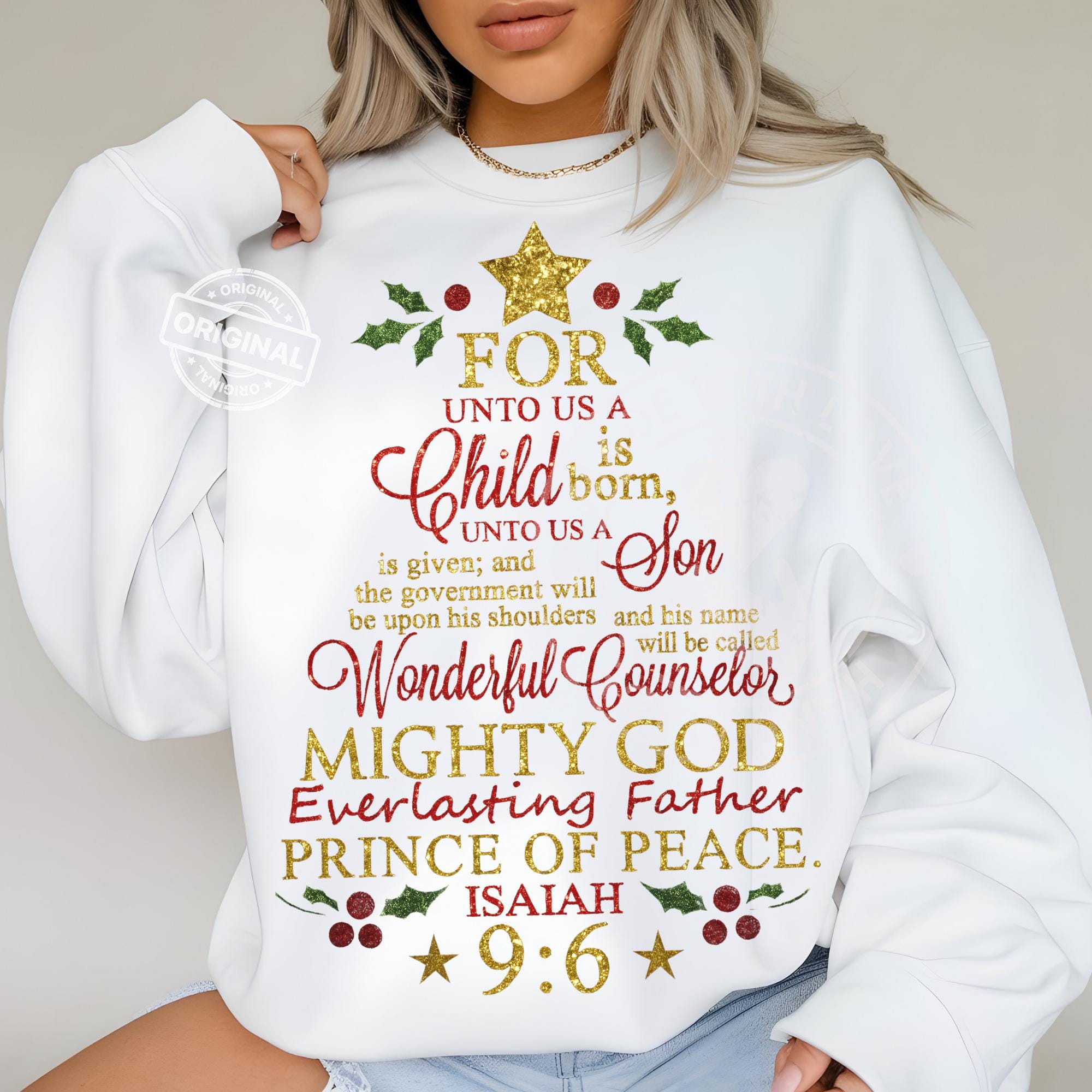 Isaiah 9:6 Christmas Bible Verse PNG, Christian Scripture Tree Design ...