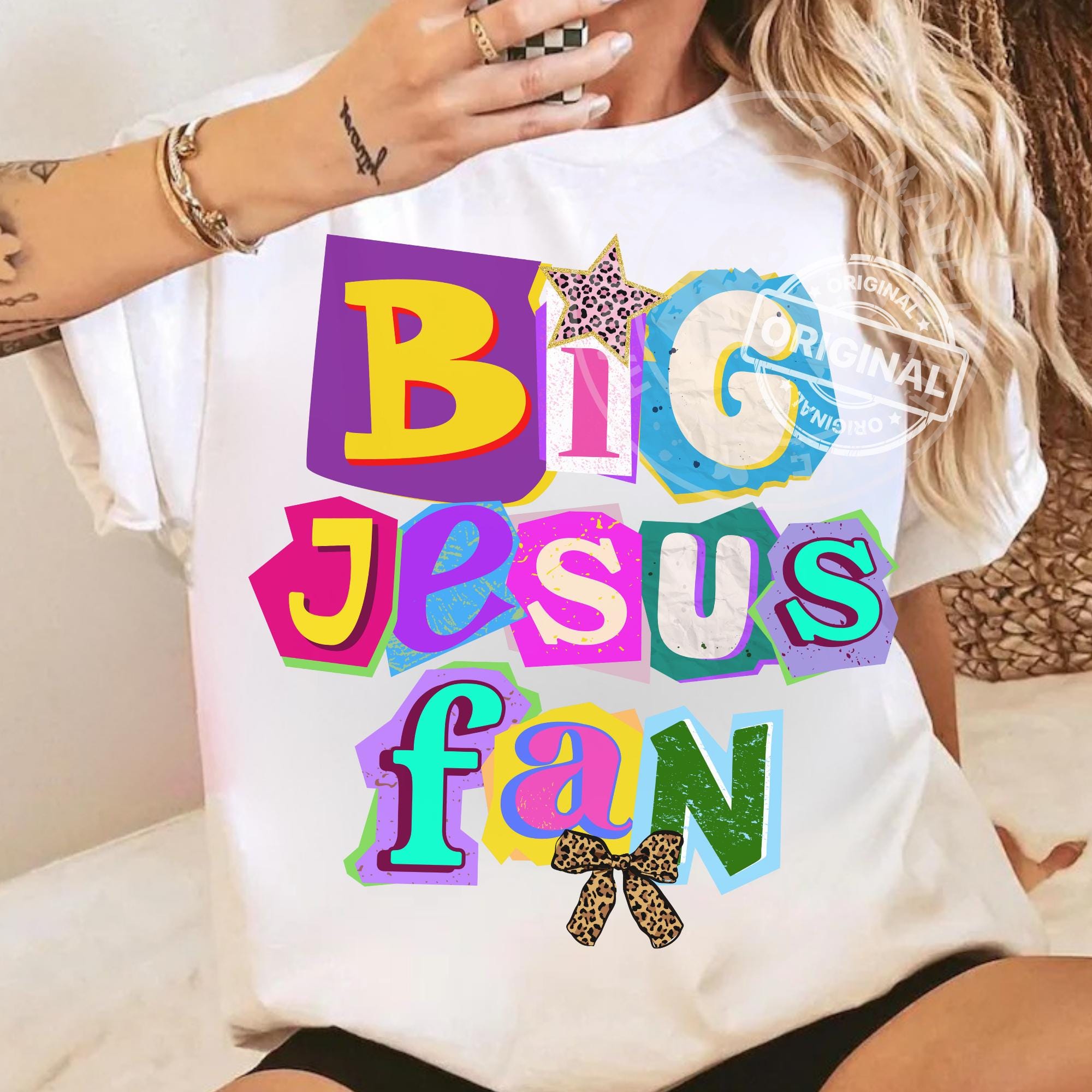 Big Jesus Fan Colorful Collage PNG, Trendy Christian Girly Faith Retro ...