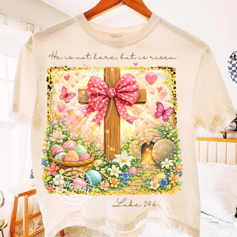 Christian Easter Cross PNG, Resurrection Art, Floral Tomb, He is Risen Spring Design - Etsy