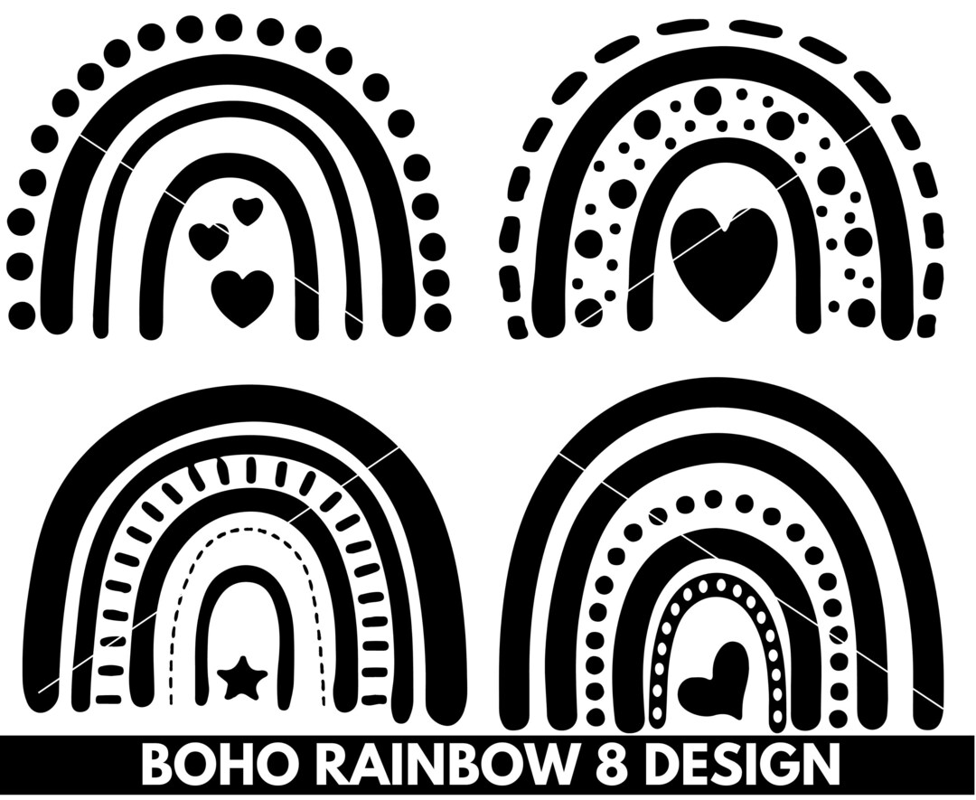 Boho Rainbow Svg Bundle, Boho Svg, Rainbow Svg File, Cute Rainbow Svg ...
