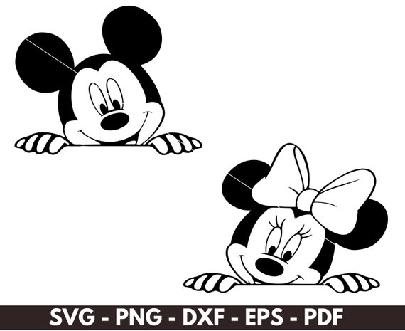 Minnie Mouse Head Black And White Cartoon