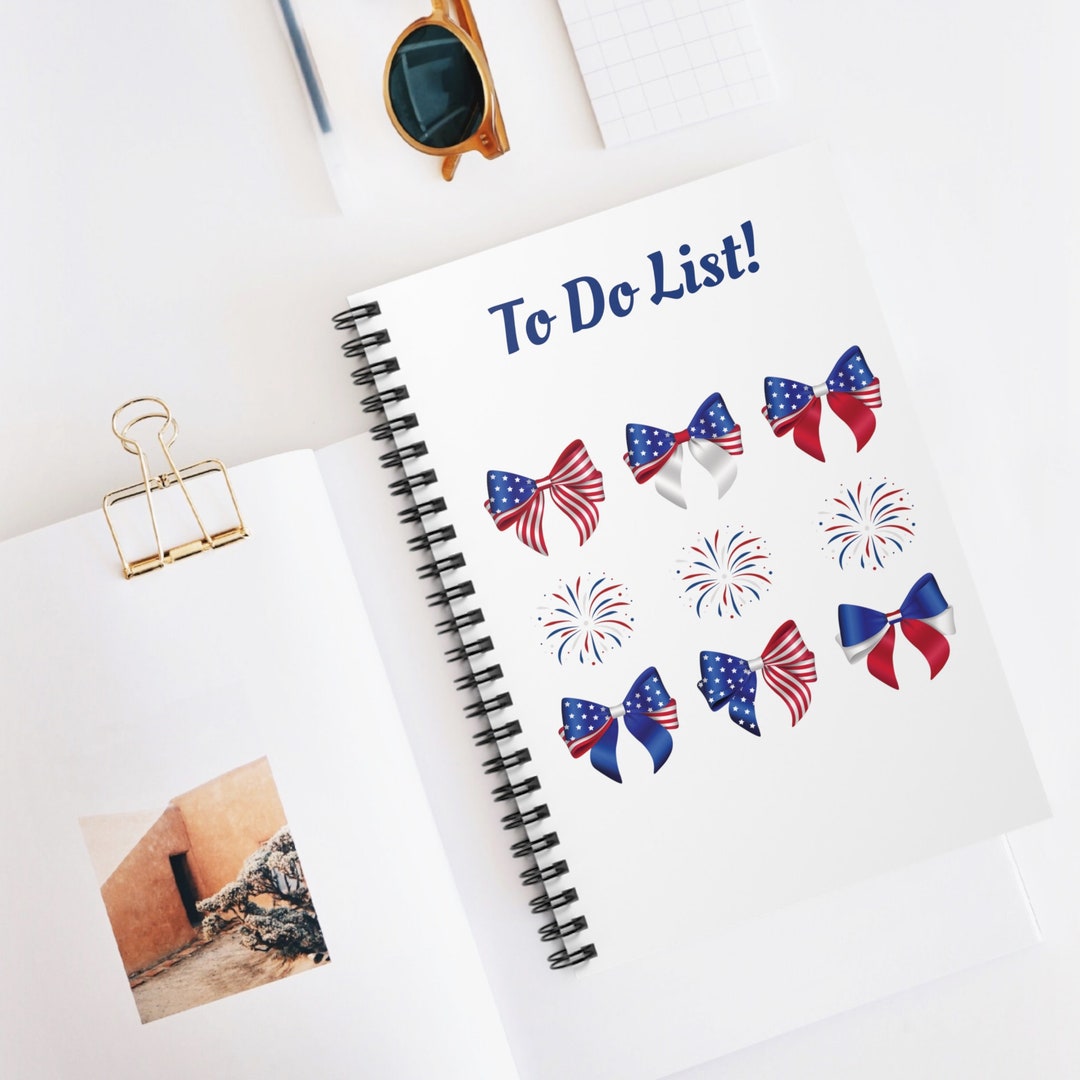 Patriotic TO DO List Spiral Ruled Notebook, USA, Patriotic Bows ...