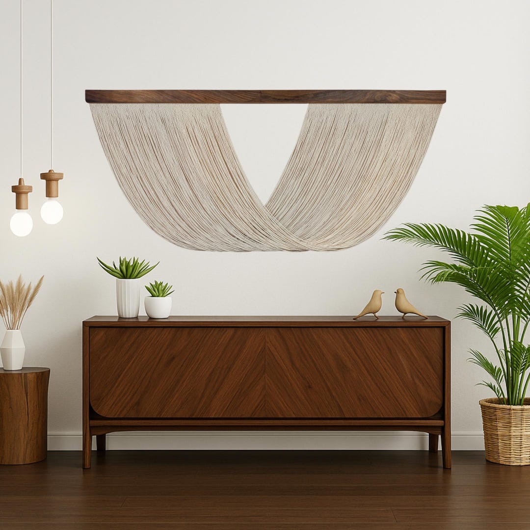 Large Macrame Yarn Wall Hanging Boho Wall Decor Macrame Headboard Farm ...