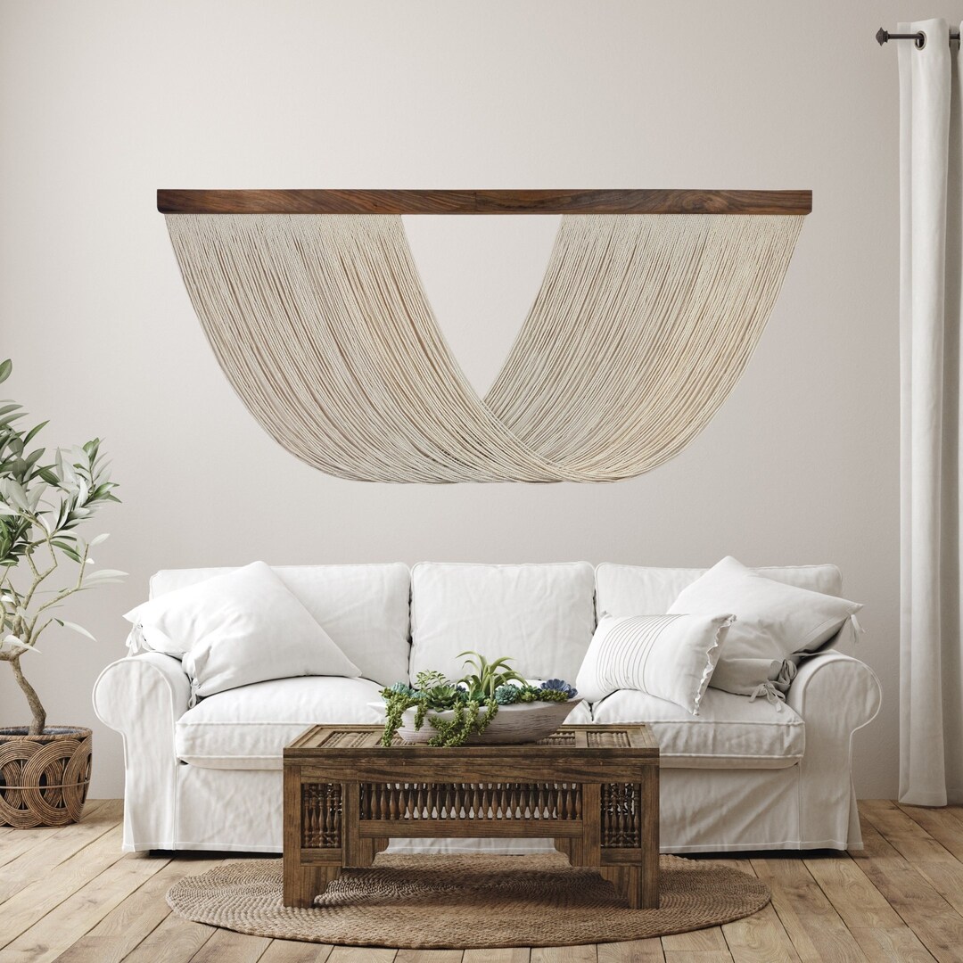 Large Macrame Yarn Wall Hanging Boho Wall Decor Macrame Headboard Farm ...