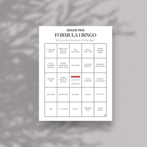 Formula 1 Bingo Card, F1 Game Download, F1 Game for Couples or Friends ...