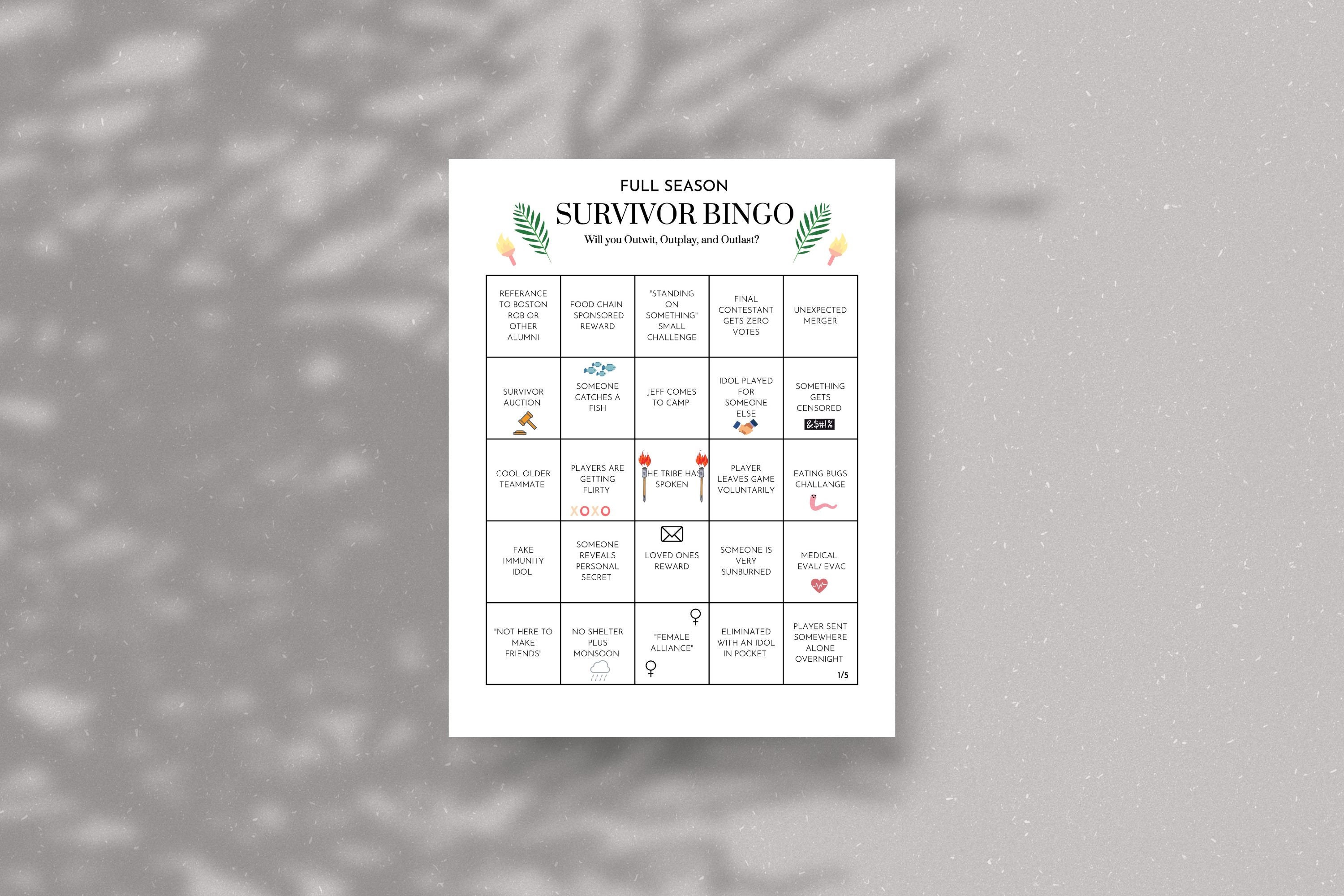 Laminated Bingo Game, Set of Four Cards TV Show - Etsy