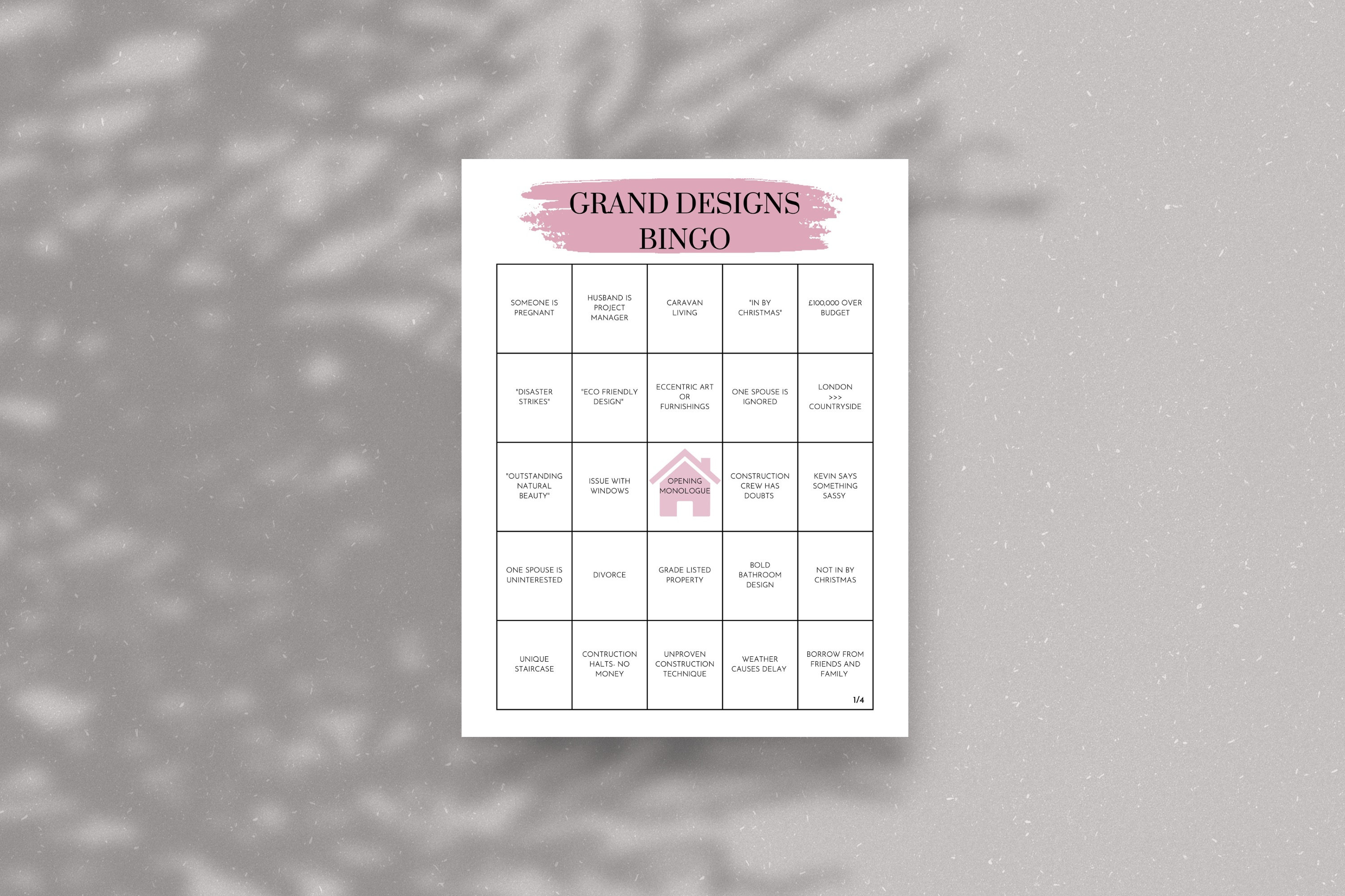 Grand Designs Bingo Game, PDF Download - Etsy
