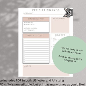 Pet Sitting Checklist Checklist for Cat Sitter Dog Sitter - Etsy