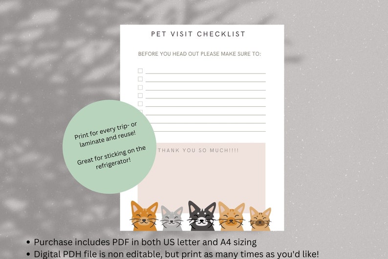 Pet Sitting Checklist Checklist for Cat Sitter Dog Sitter - Etsy