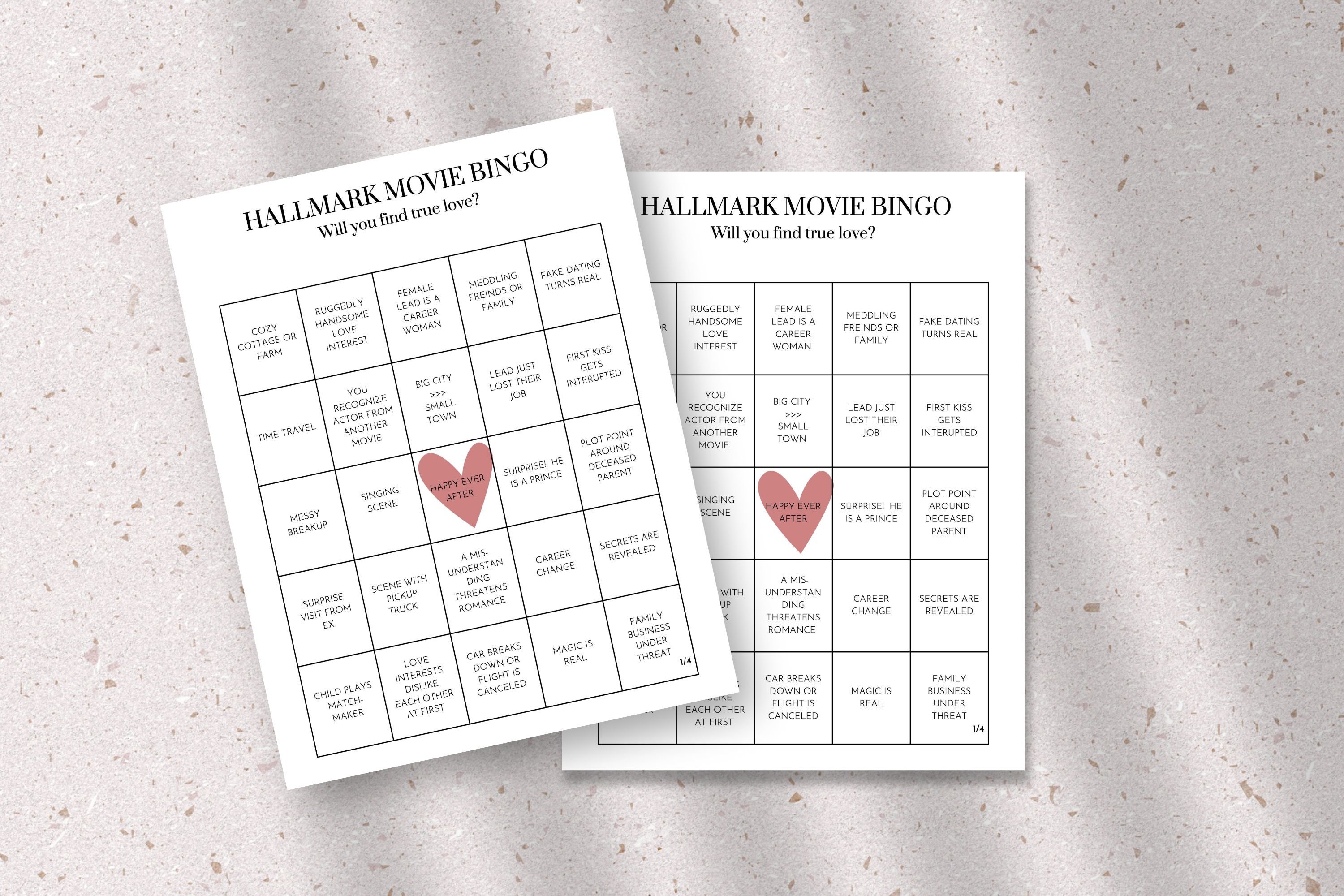 Laminated Bingo Game, Set of Four Cards TV Show - Etsy